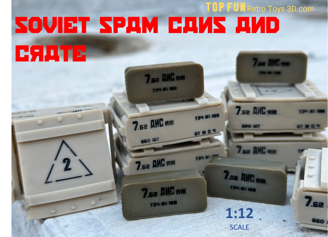 Soviet Spam Cans and Crates 1:12 Scale – Top Fun Retro Toys 3d