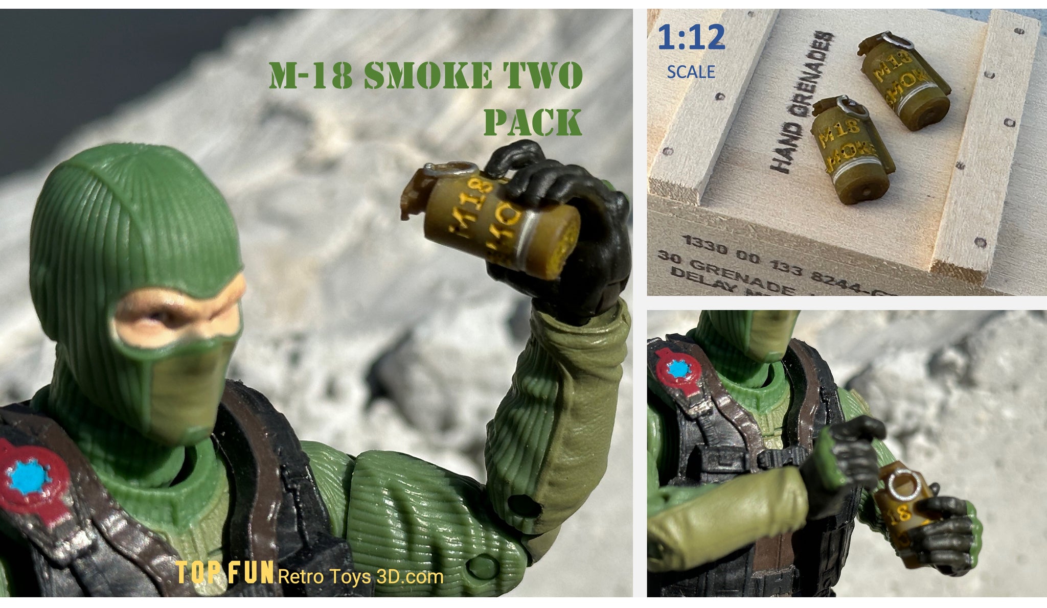 Smoke and Frag Grenades 1:12 Scale – Top Fun Retro Toys 3d