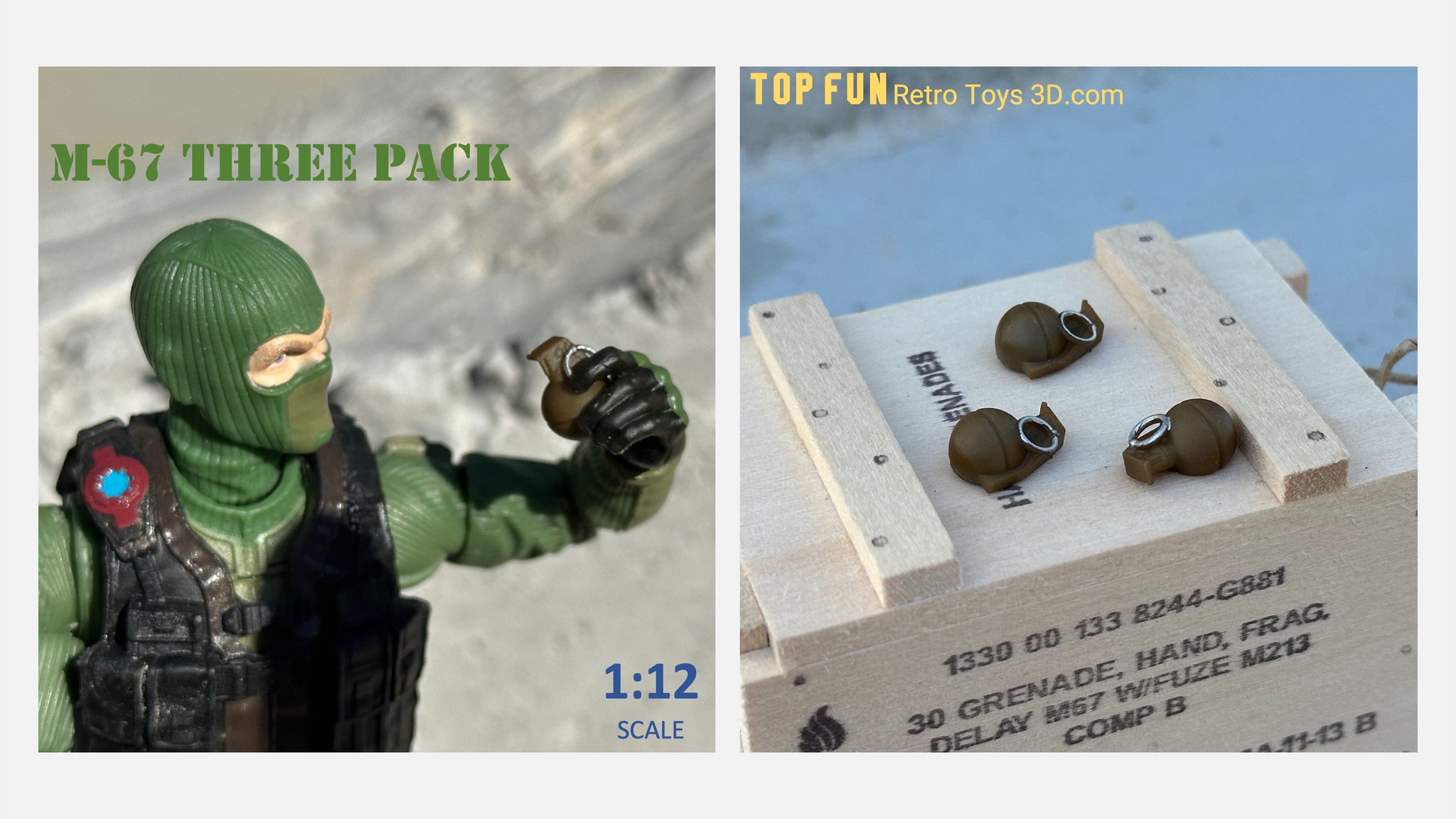 Smoke and Frag Grenades 1:12 Scale – Top Fun Retro Toys 3d