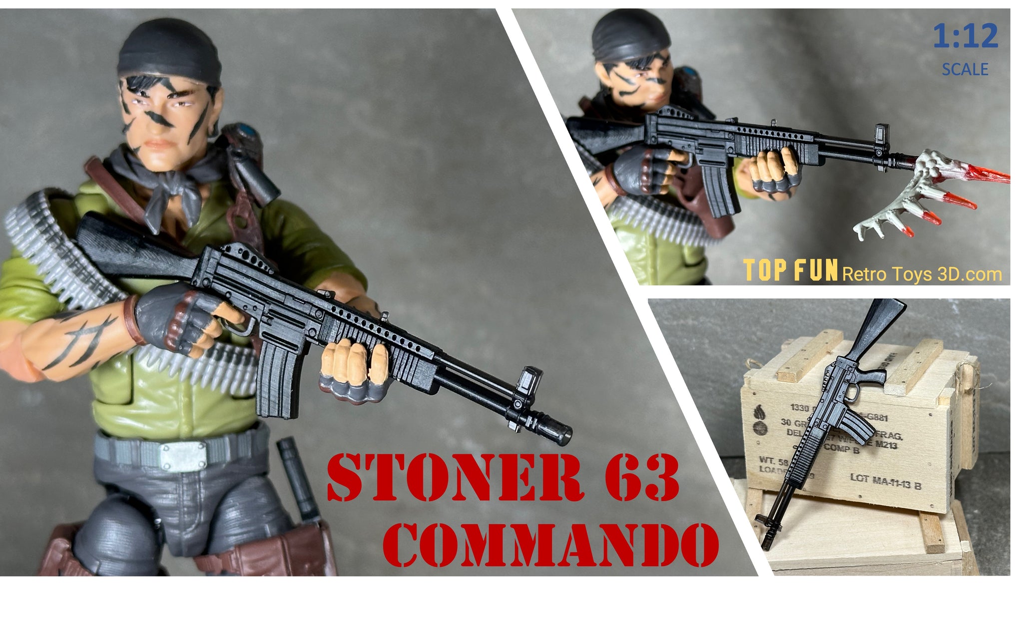 Stoner 63 Retro Rifle 1:12 Scale – Top Fun Retro Toys 3d